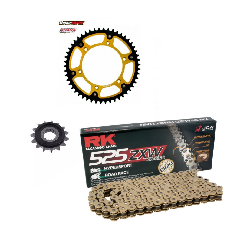 Kawasaki Z900 (2017-2024) RK ZXW Gold Chain & Gold Supersprox Sprocket ...