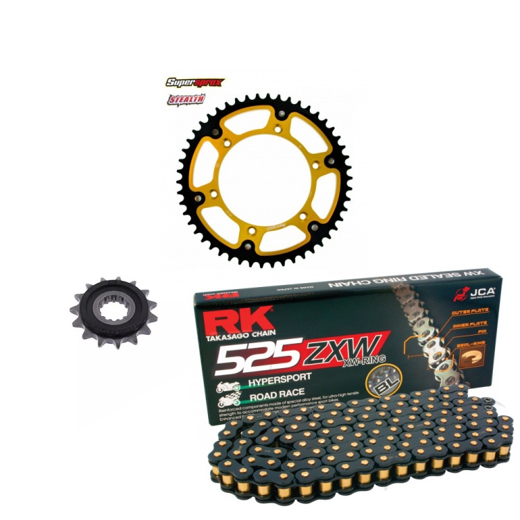 Kawasaki Z1000 (2003-2006) RK ZXW Black Chain & Gold Supersprox ...